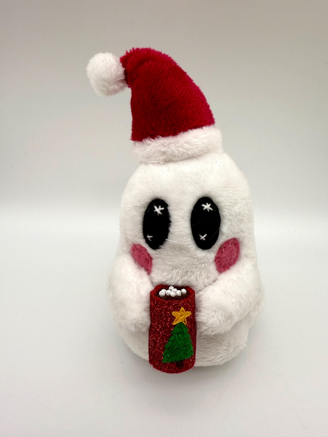 Christmas Santa Ghost Plushie | Handmade | Ghost in a Santa Hat With ...