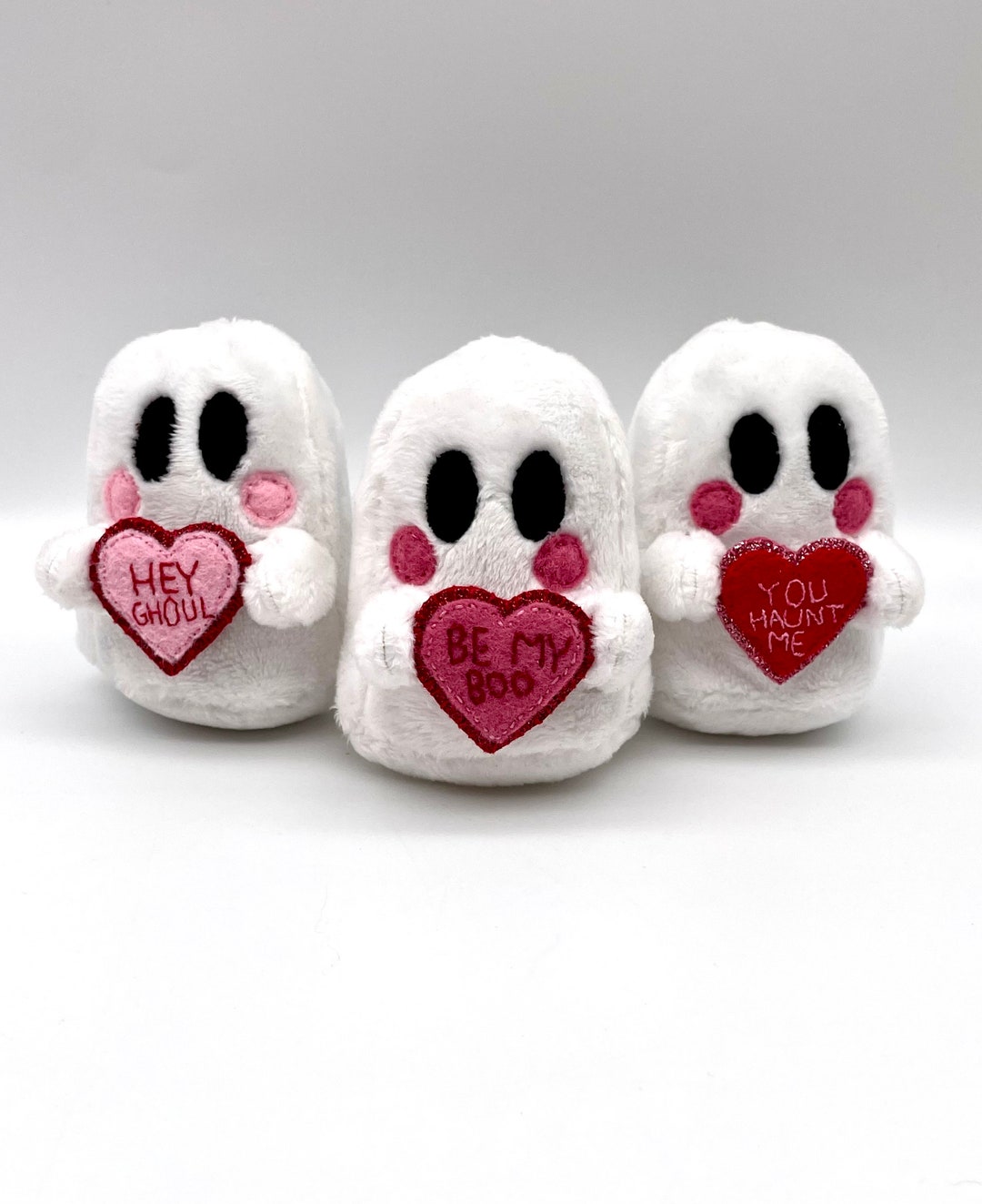 Ghost Plushie With Valentine Weighted Bottom Soft Minky Fabric Kawaii Ghost Be My Boo Spooky ...