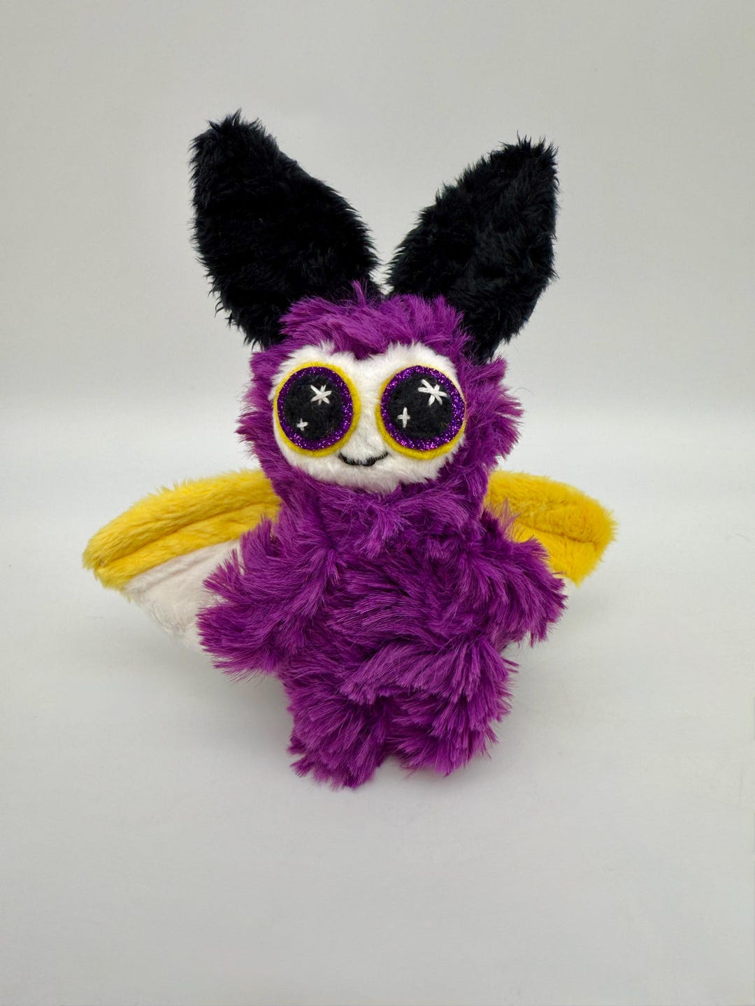 Cute Mini Moth Plushies Yellow White Black and Purple Wings Handmade ...