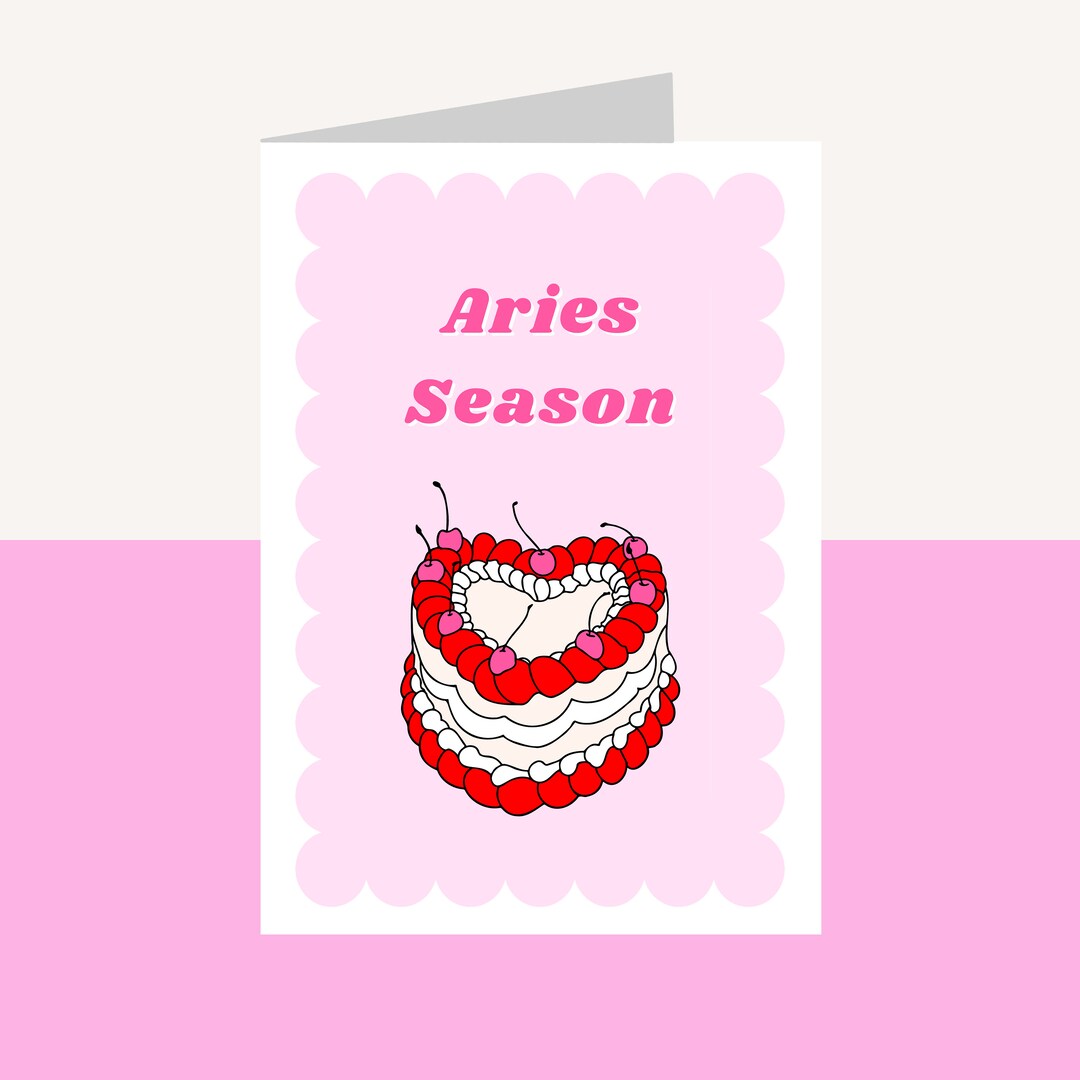 Happy Birthday Aries Season Pink Cake Zodiac Star Sign - Etsy