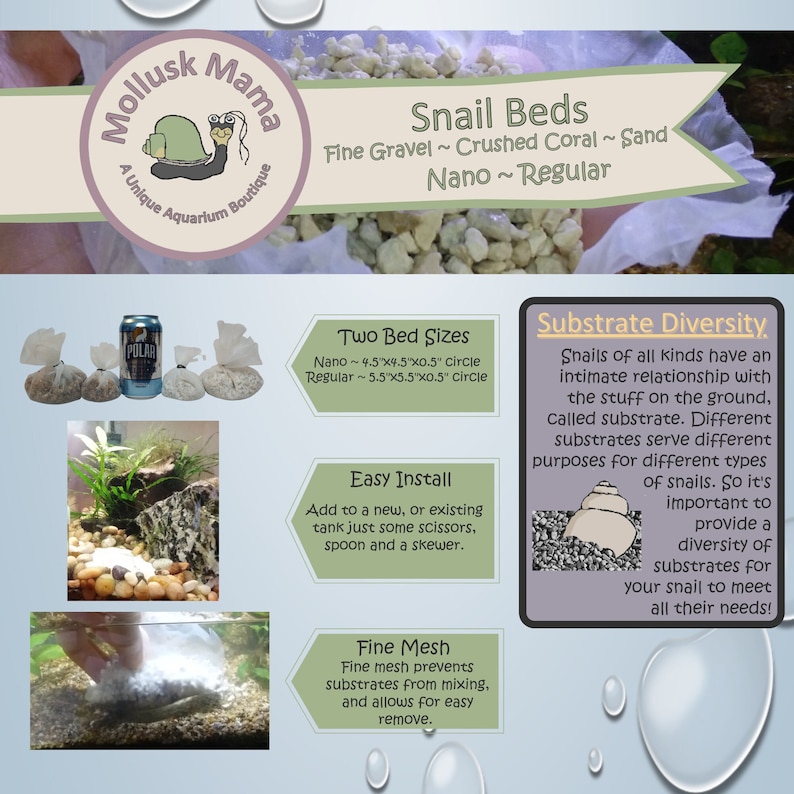 Snail Bed Aquatic Snail Substrate Aquatic Snail Habitat - Etsy