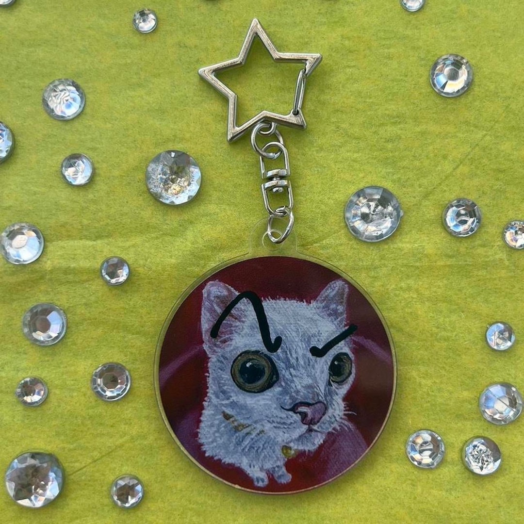 Meme Cat Painting Acrylic Keychain - Etsy