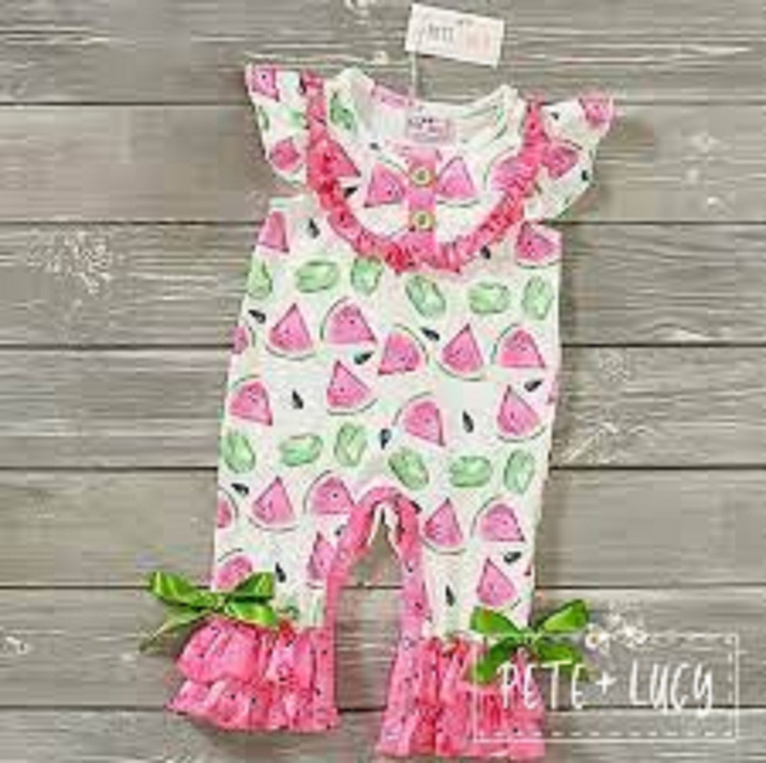 Pete & Lucy Watercolor Watermelon Girls Romper - Etsy