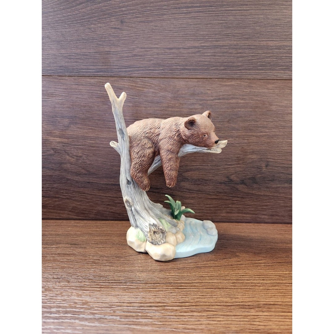 Home Interiors Lazy Daze Brown Bear Sleeping on Tree Branch Ceramic ...