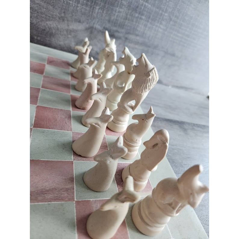 Artisan Handcarved Kenyan Soapstone Animal Kingdom 16" Chess Set - Etsy