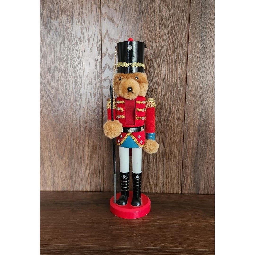 Vintage Martha Stewart Teddy Bear Nutcracker Christmas Wooden Tall ...