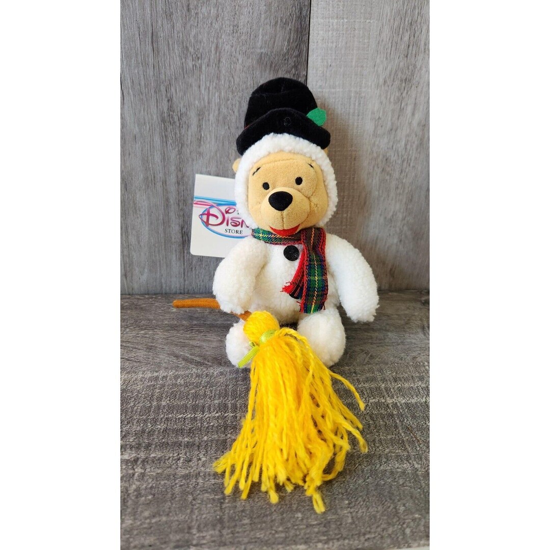 Winnie the Pooh Snowman Bean Bag Disney Plush NWT 8" Broom Hat - Etsy