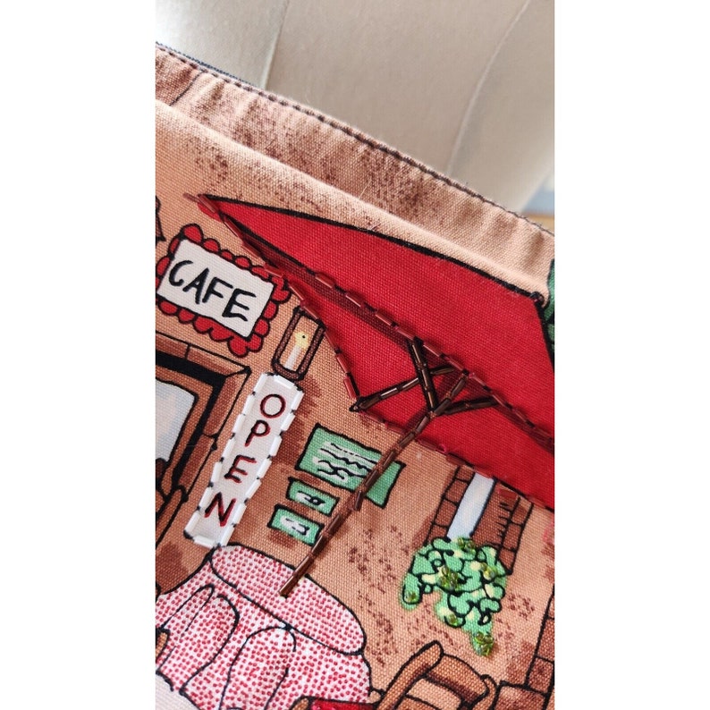 Embroidered Beaded Colorful Cafe Sidewalk Scene Handbag Purse - Etsy