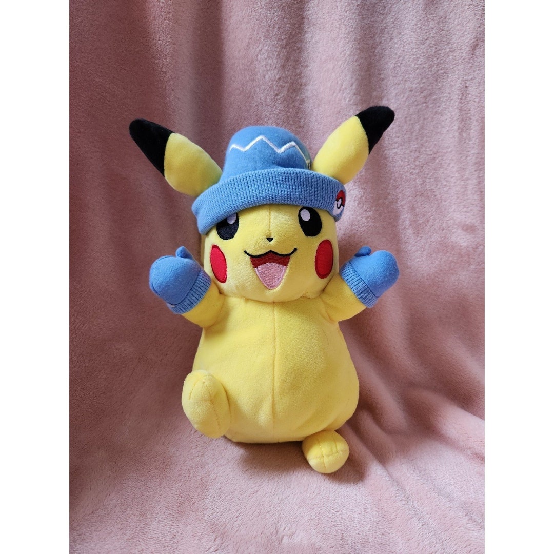 Winter Pikachu Plush Blue Hat and Gloves Stuffed Animal Nintendo ...