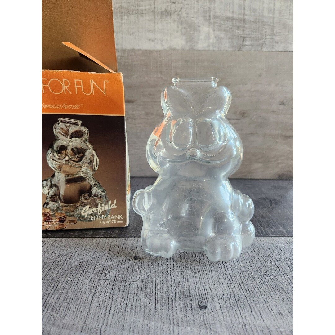 Garfield Glass Penny Bank 1978 Vintage Glassware Collector's Piece - Etsy