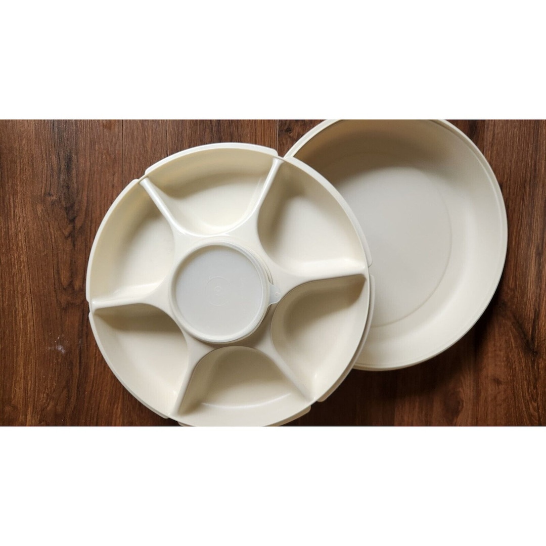 Vintage Tupperware 1708-5 1709-6 Divided Vegetable Relish Serving Tray ...
