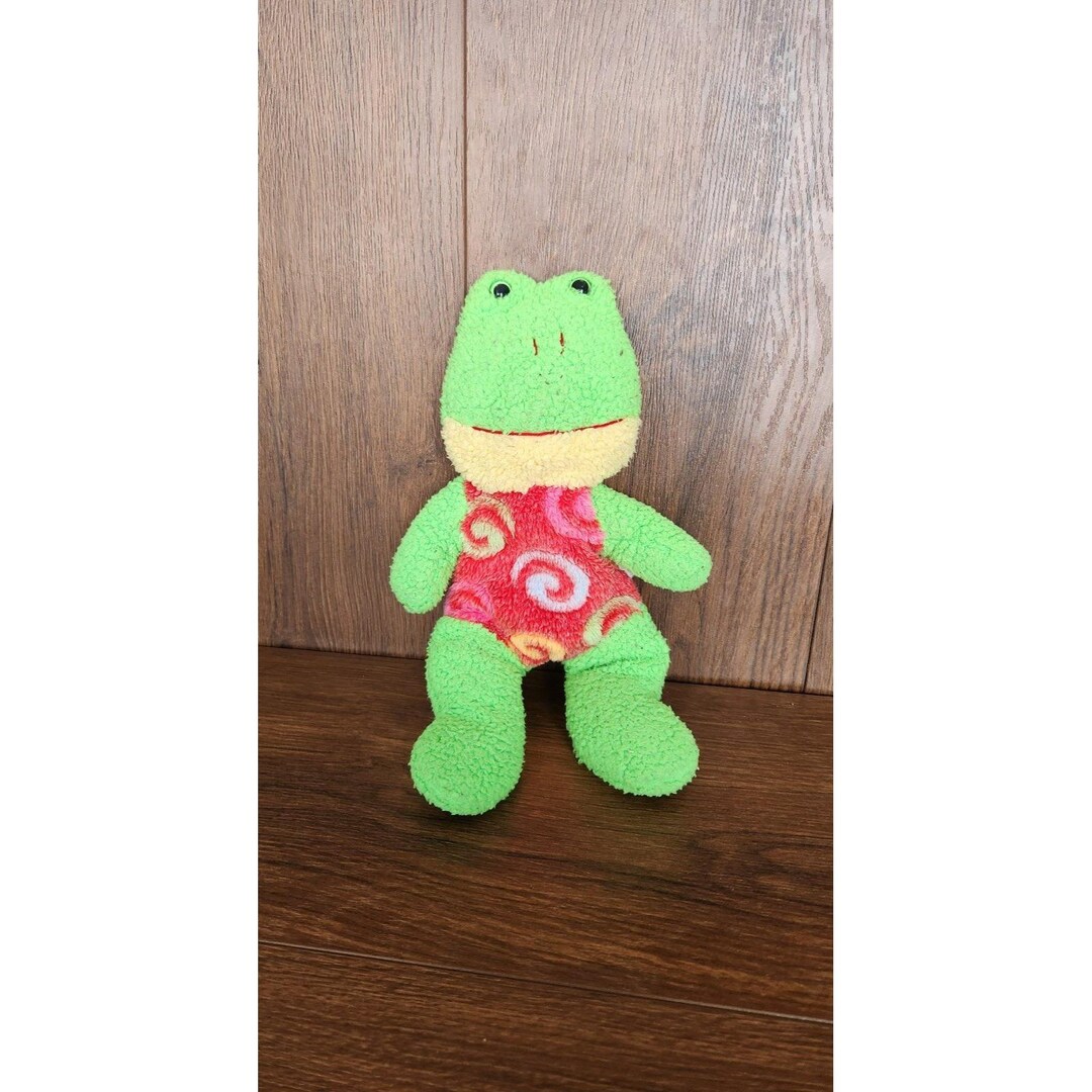 Vintage Green Frog Arcade Plush Red Shirt Swirl Pattern Stuffed Animal ...