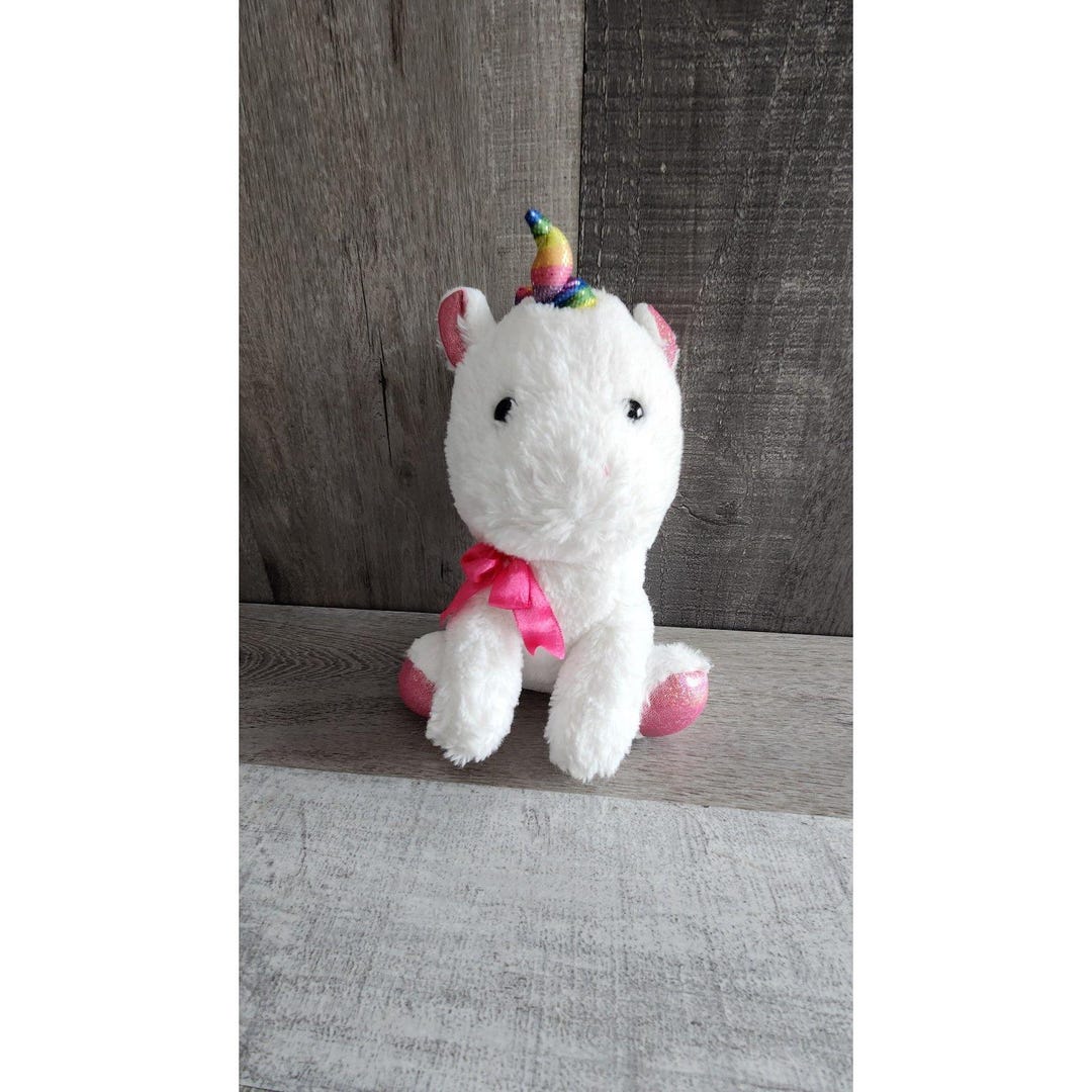 Megatoys White Unicorn Rainbow Horn Plush Doll Stuffed Animal Toy - Etsy