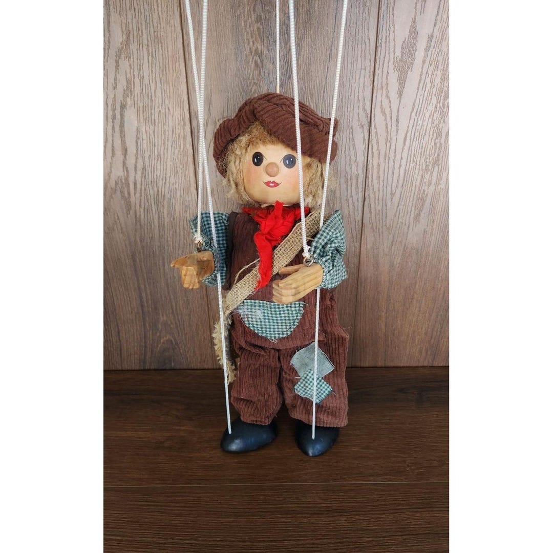 Vintage Handmade Wooden Medieval Village Boy Marionette Original Puppet ...