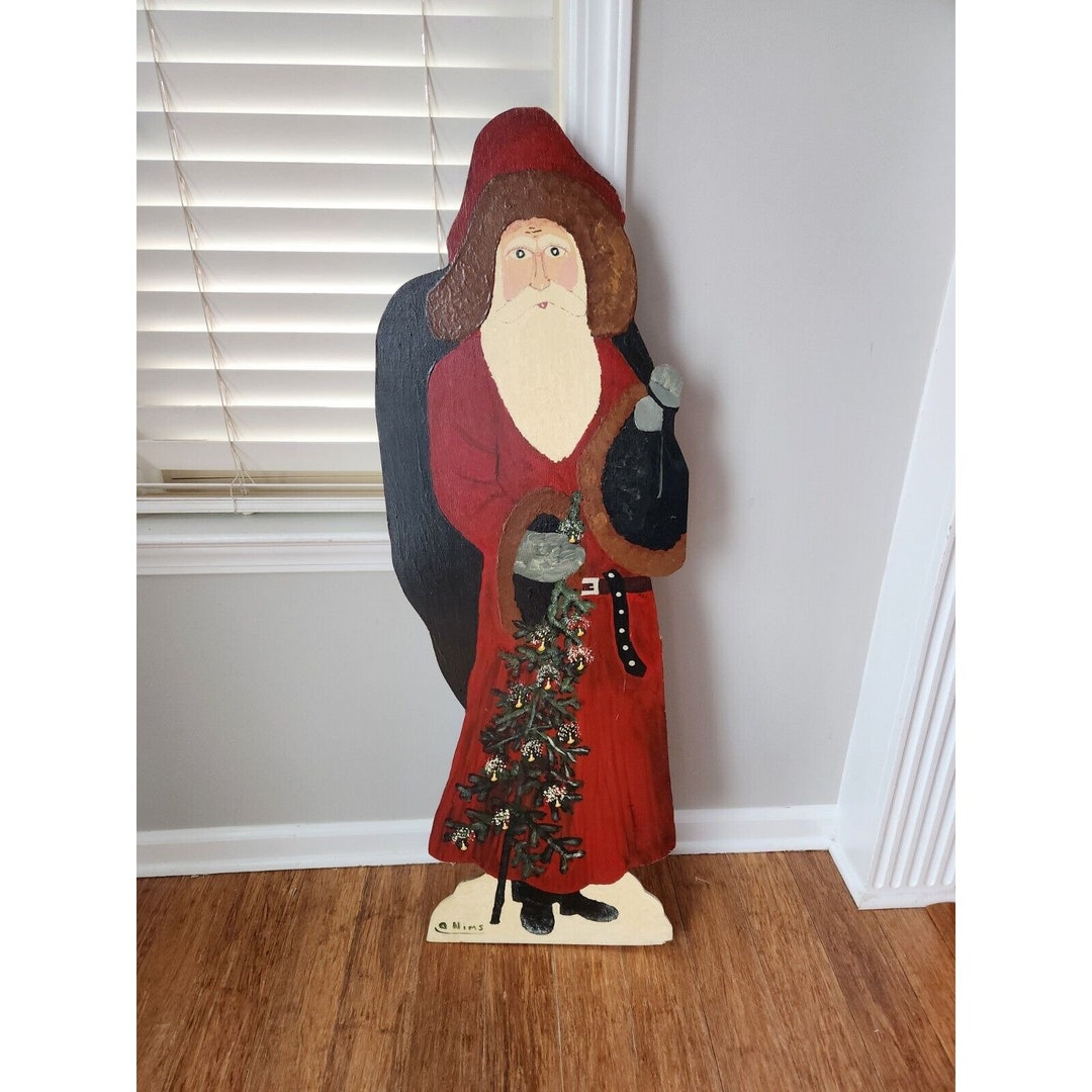 Big Wooden Christmas Sign Scandinavian Santa Clause Vintage Handmade ...