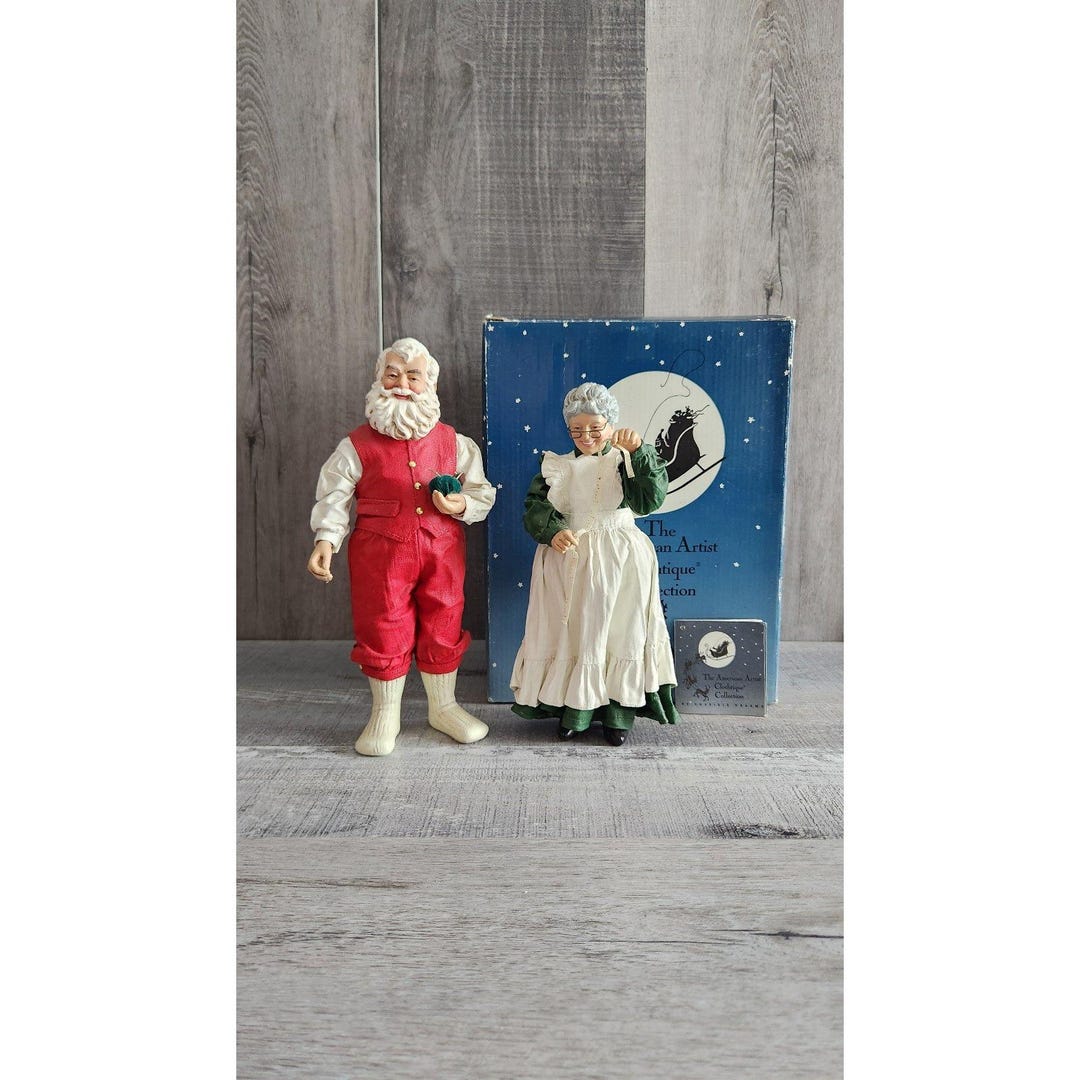 Santa & Mrs Claus Figures 1996 "a New Suit for Santa" Clothtique ...
