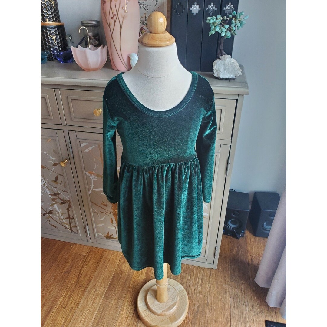 Little Girl's 5-6T Christmas Dress Green Velvet - Etsy