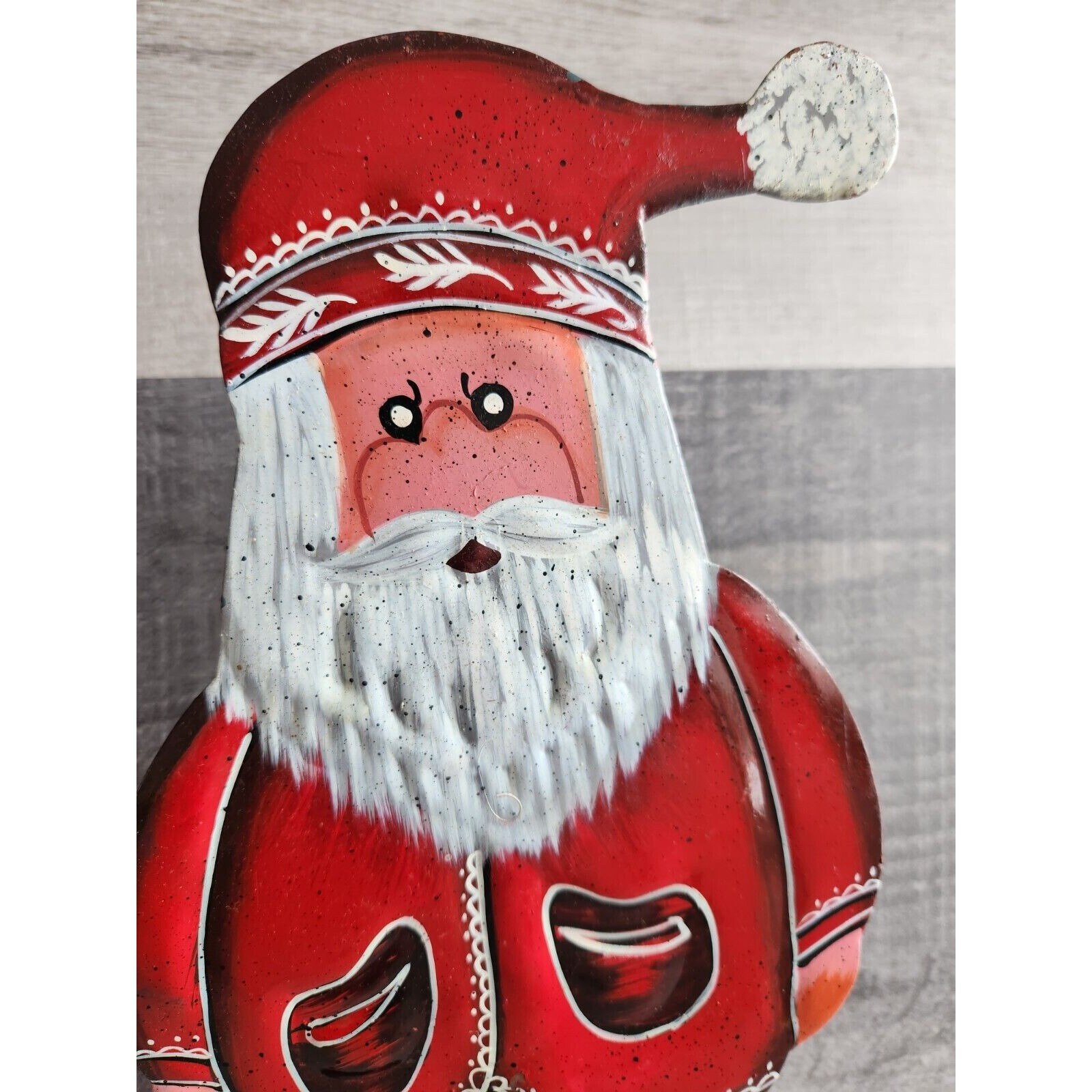 Hand Painted Metal Santa Standing Figurine 11.5" Christmas Decoration ...