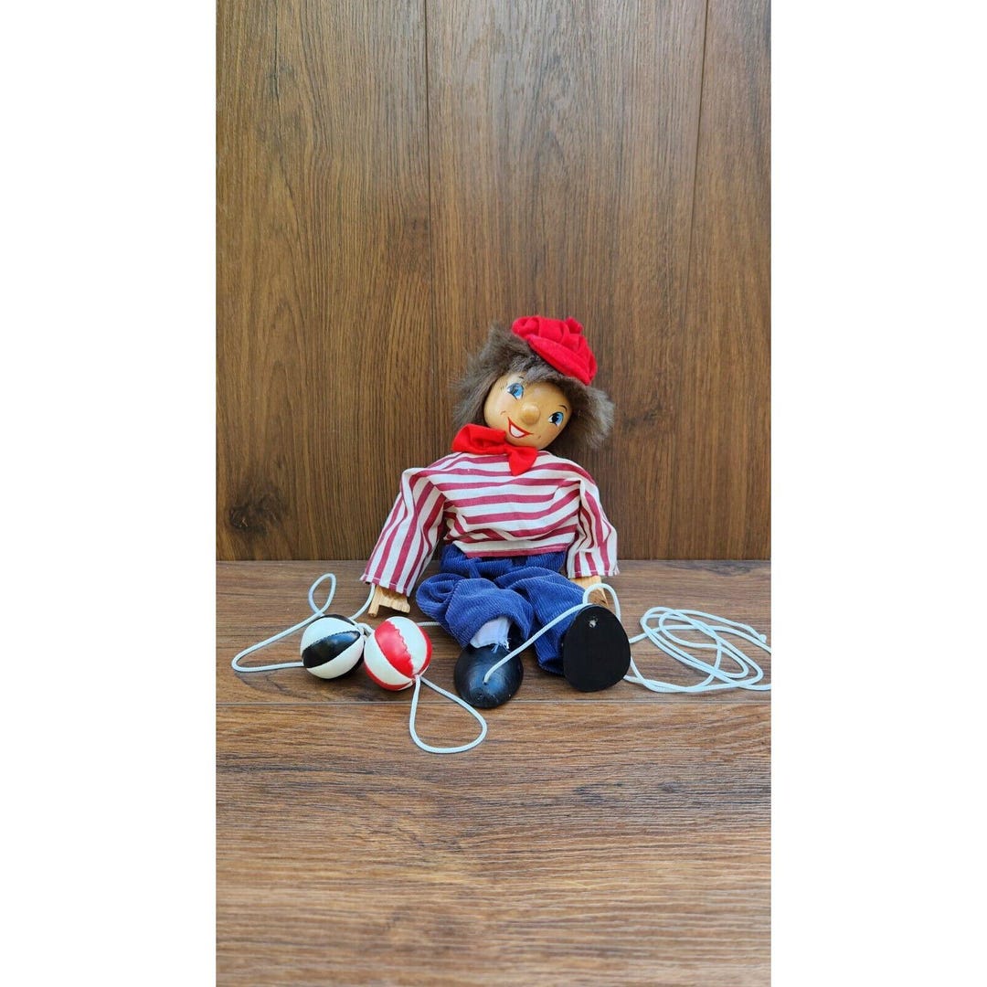 Vintage String Wooden Puppet French Marionette Juggler Toy Doll - Etsy