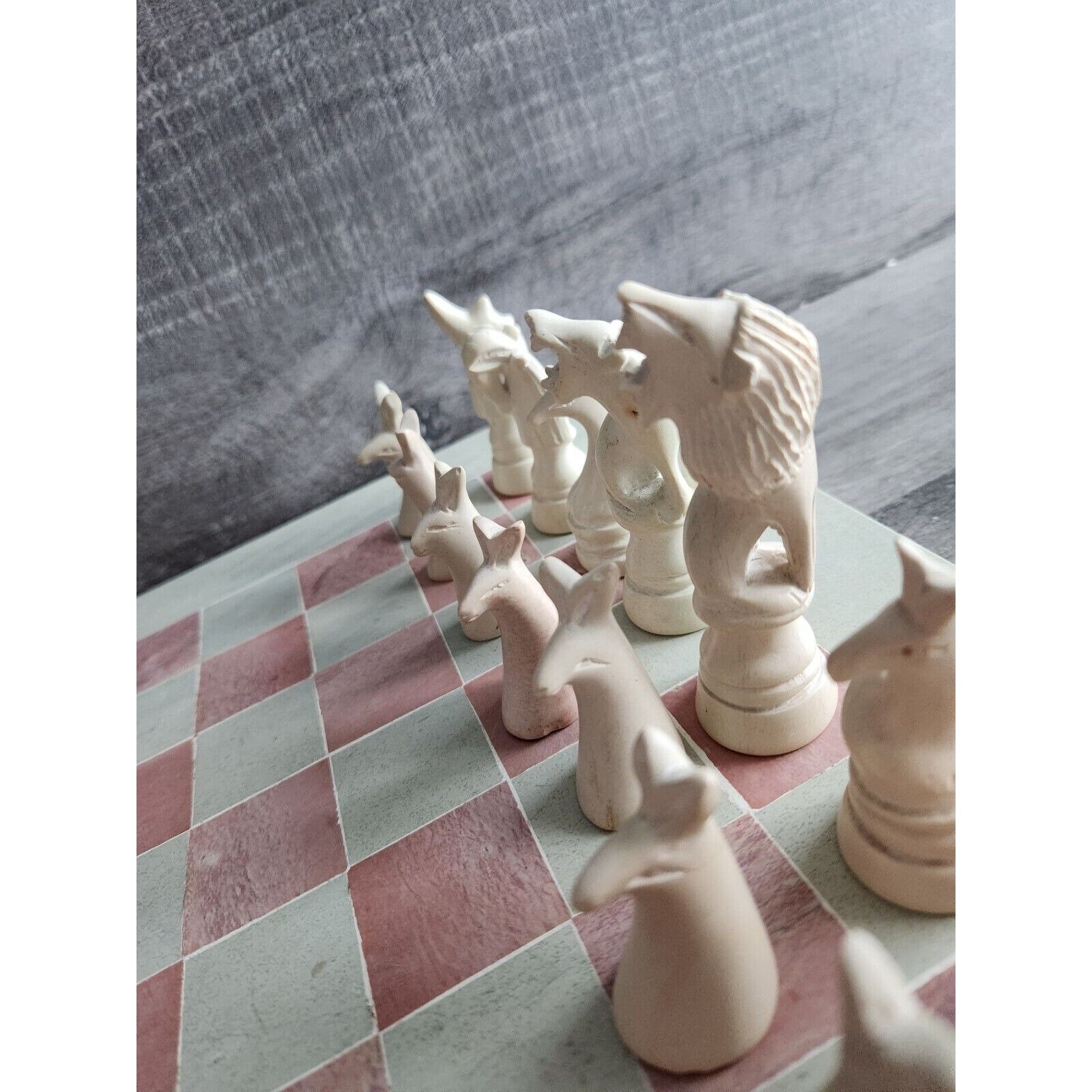 Artisan Handcarved Kenyan Soapstone Animal Kingdom 16" Chess Set - Etsy