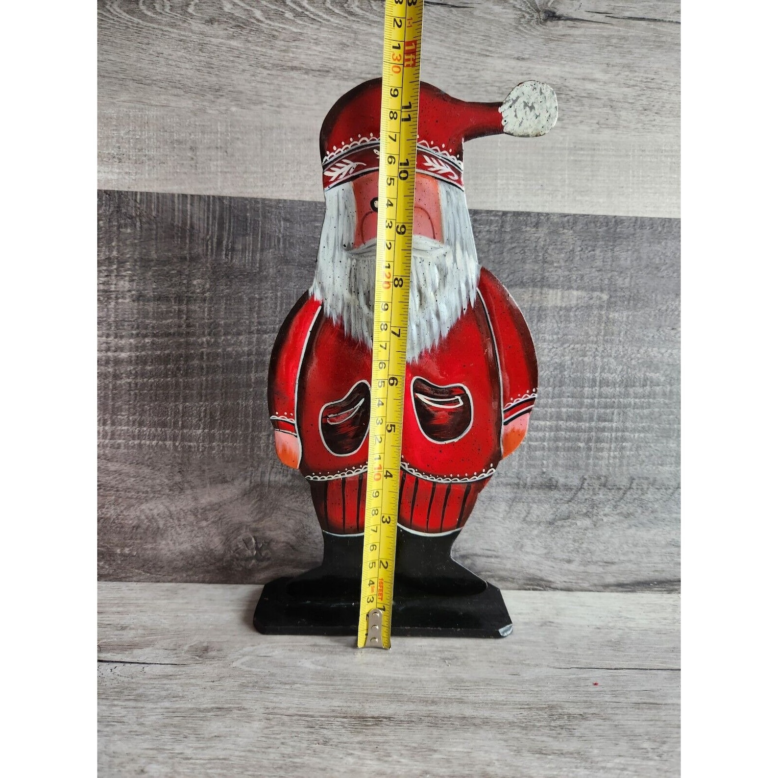 Hand Painted Metal Santa Standing Figurine 11.5" Christmas Decoration ...