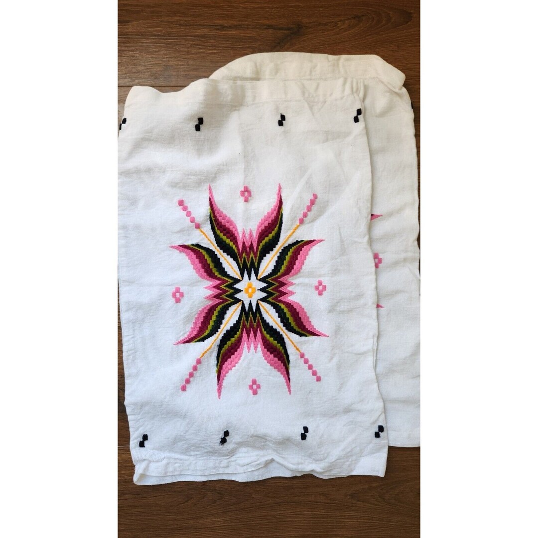 Authentic Mexican Tenango Hand Embroidered Otomi Art Pillow Case Covers ...