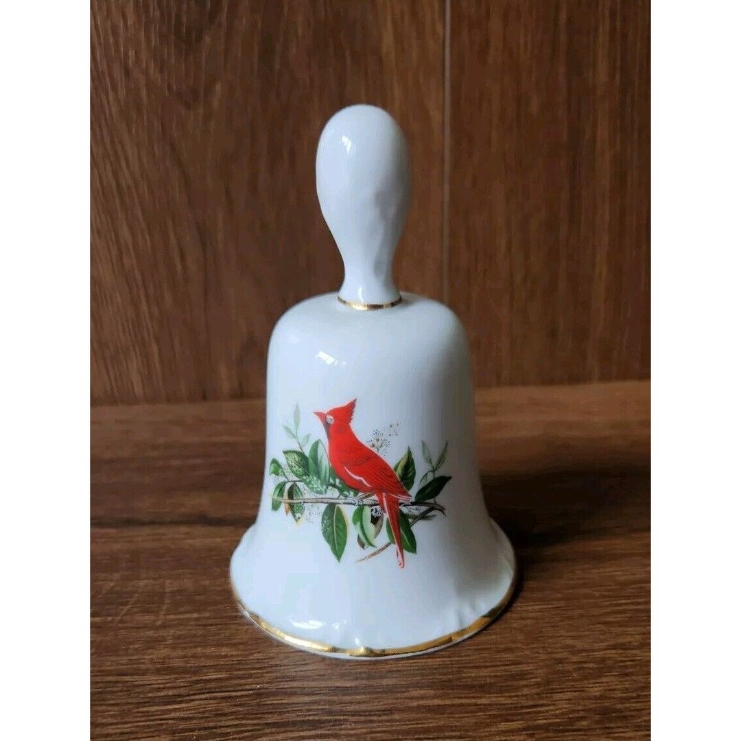 Vintage Golden Crown Porcelain Bell Cardinals West Germany Hand Painted ...