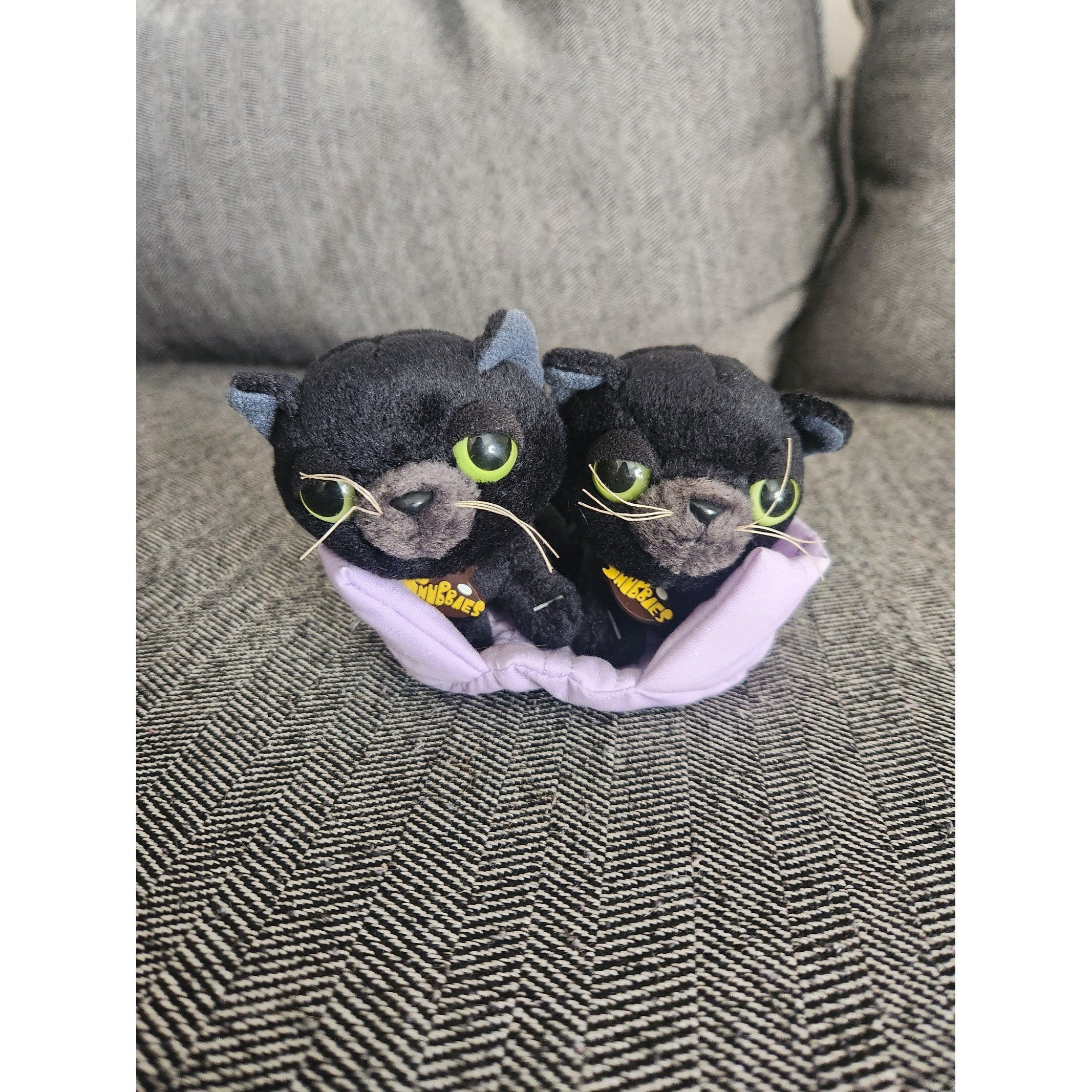 Snubbies Twin Cats Purple Bed Black Cats Plush Stuffed Animal - Etsy