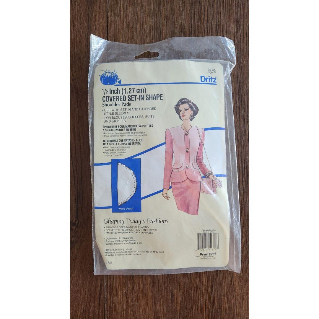 Vintage Prym Dritz White Cover 1/2" Covered Set-in Shape Shoulder Pads ...