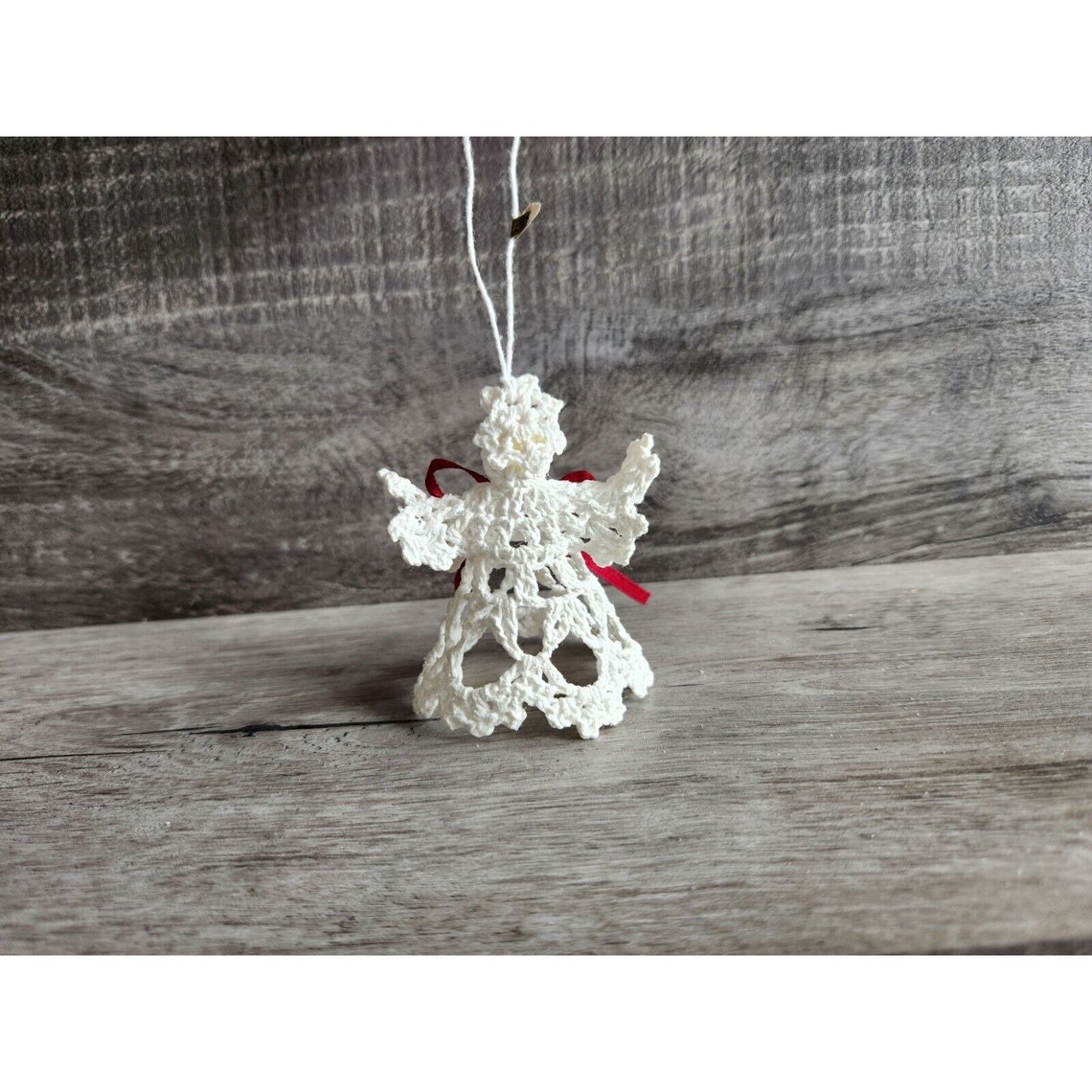 Dainty Vintage Crocheted Starched Handmade Angel Christmas Ornament 2.5 ...