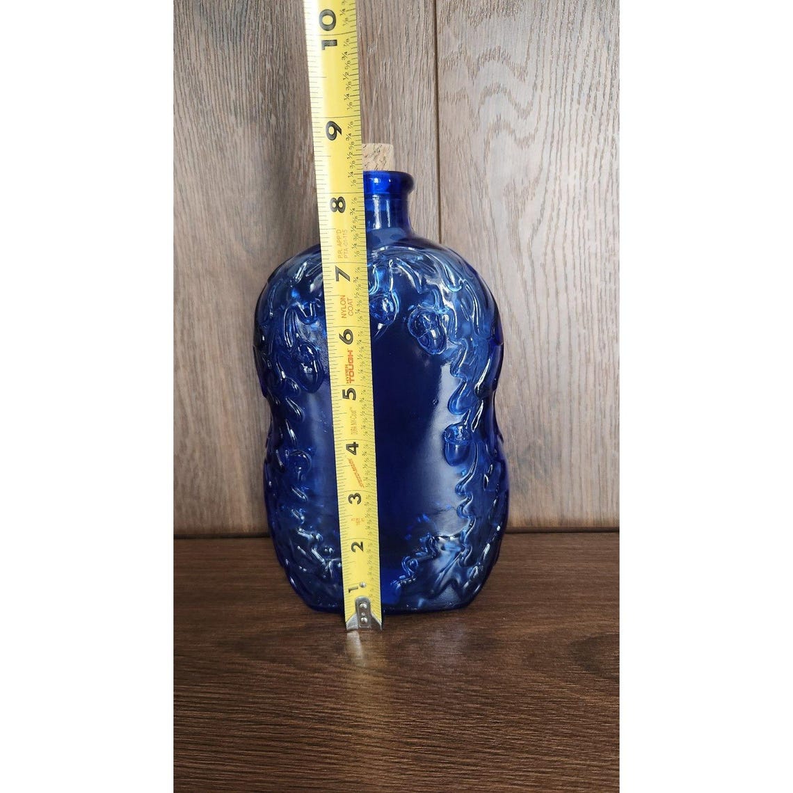 Vintage Libbey Cobalt Blue Glass Acorn Pattern Bottle Potion Cork Top 8 ...