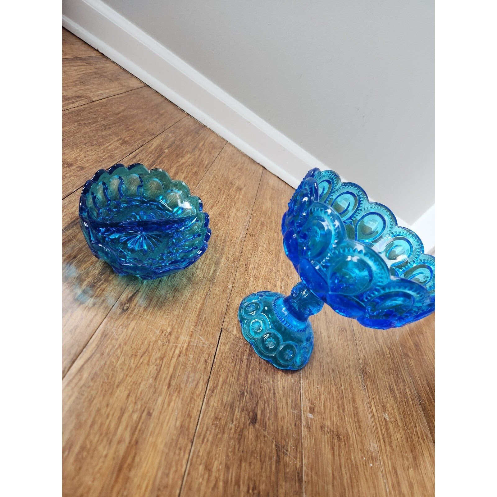 Le Smith Moon and Stars Blue Glass Compote Dishes - Etsy