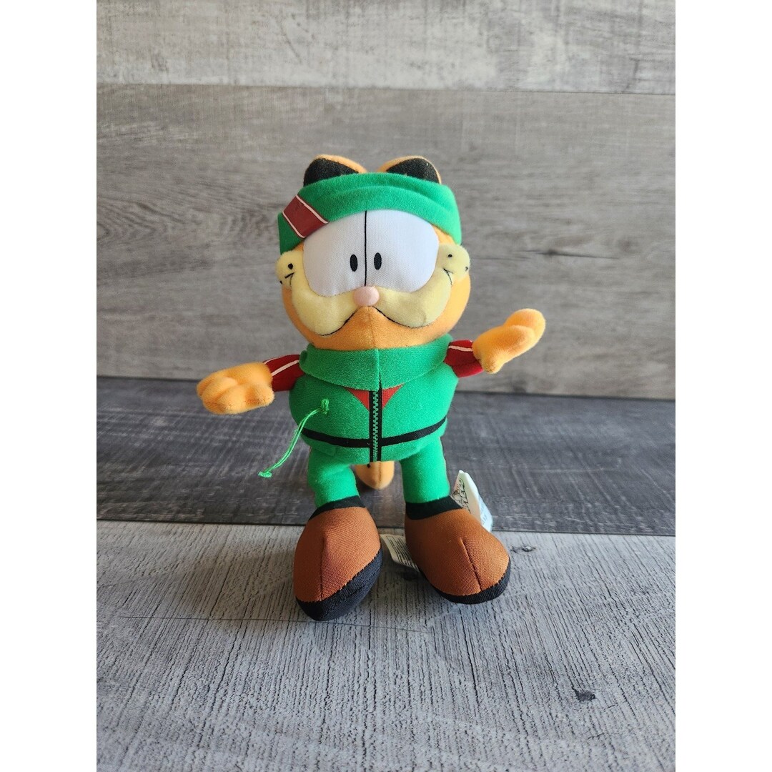 Vintage Russel Stover Garfield Green Workout Outfit Plush Stuffed ...