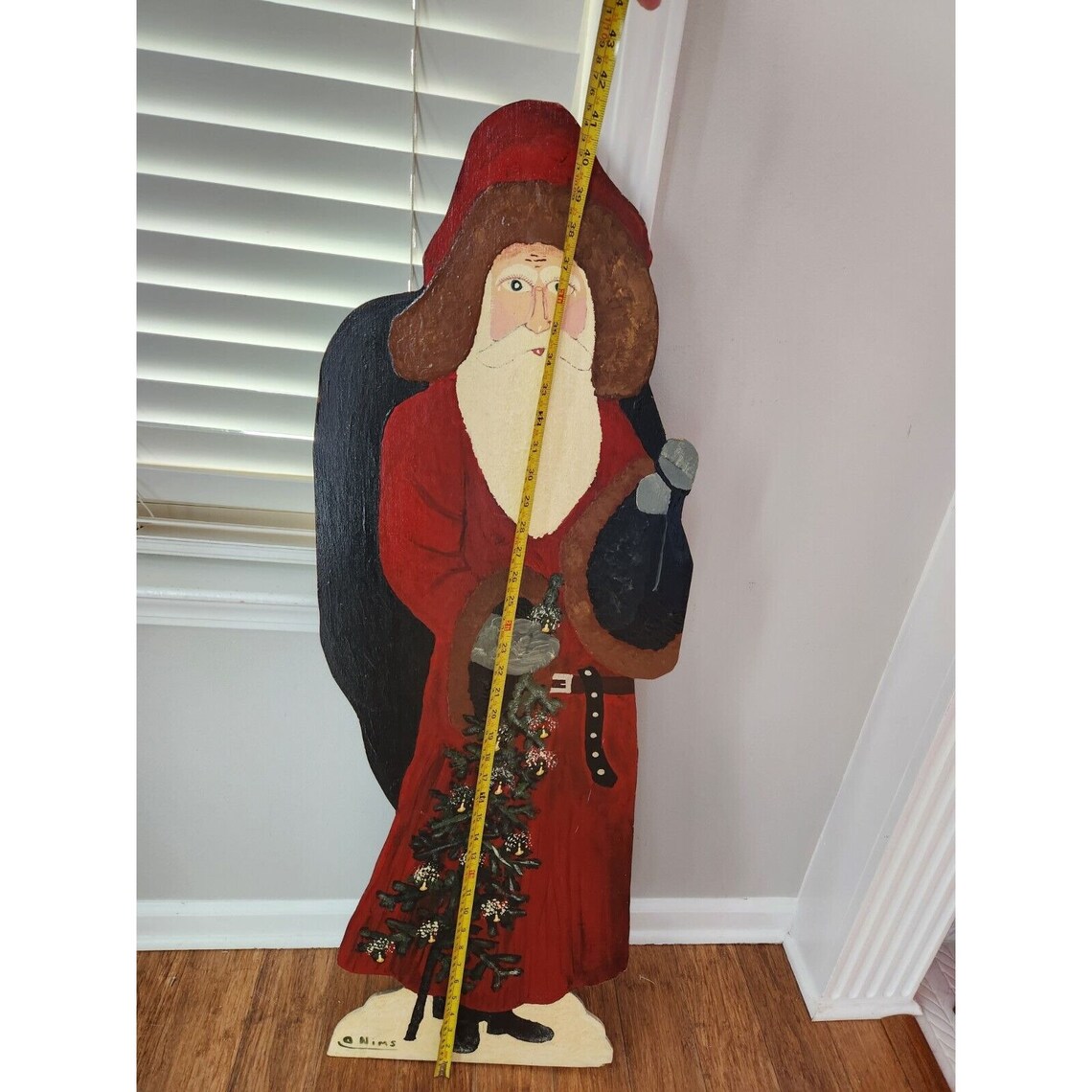 Big Wooden Christmas Sign Scandinavian Santa Clause Vintage Handmade ...
