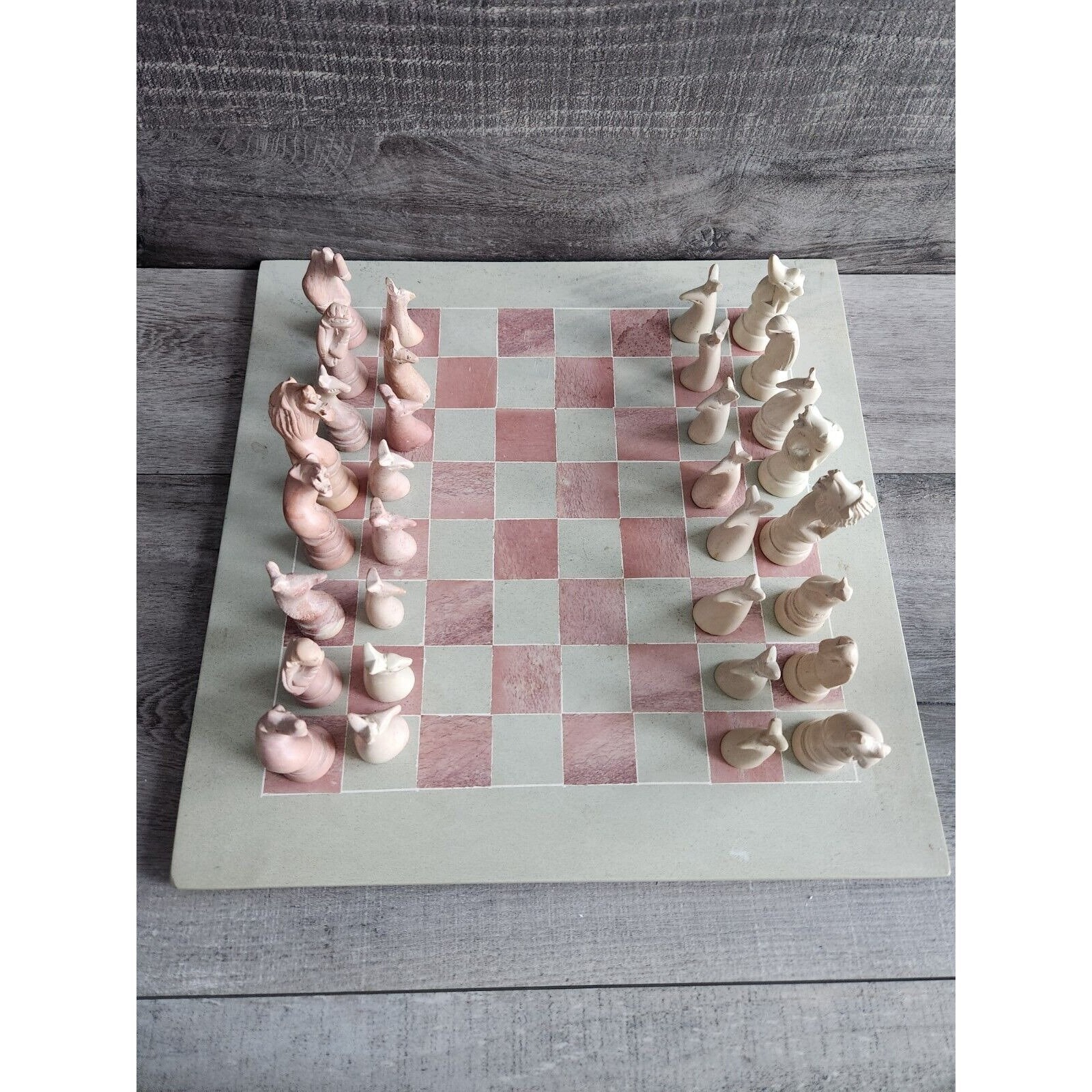 Artisan Handcarved Kenyan Soapstone Animal Kingdom 16" Chess Set - Etsy