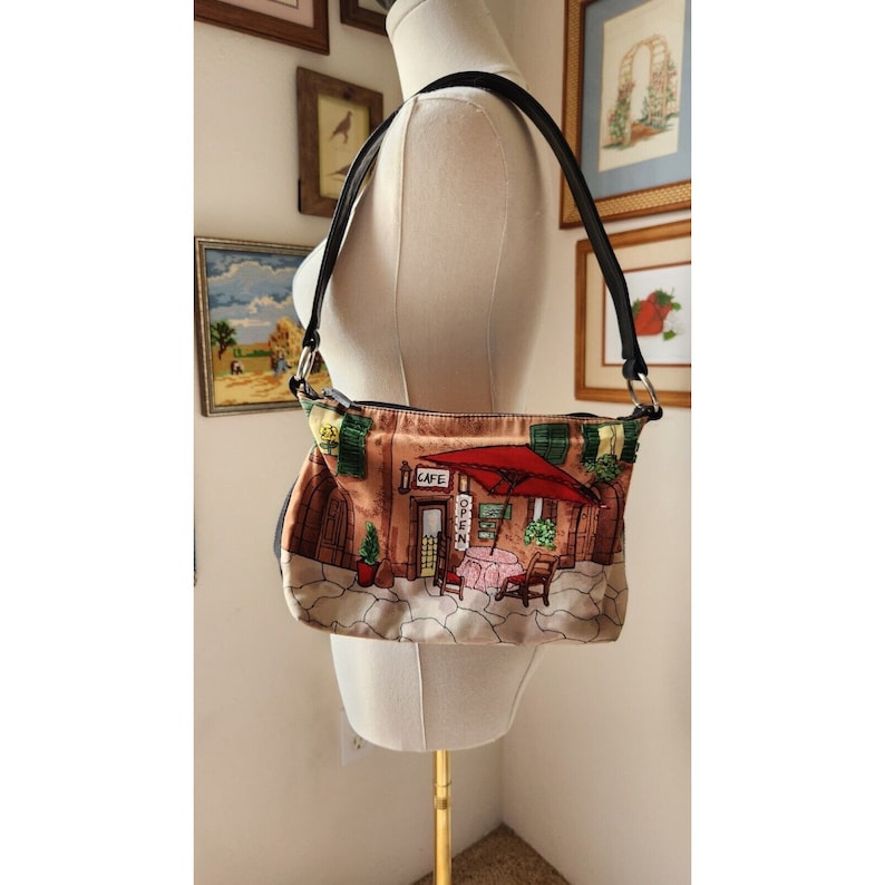 Embroidered Beaded Colorful Cafe Sidewalk Scene Handbag Purse - Etsy