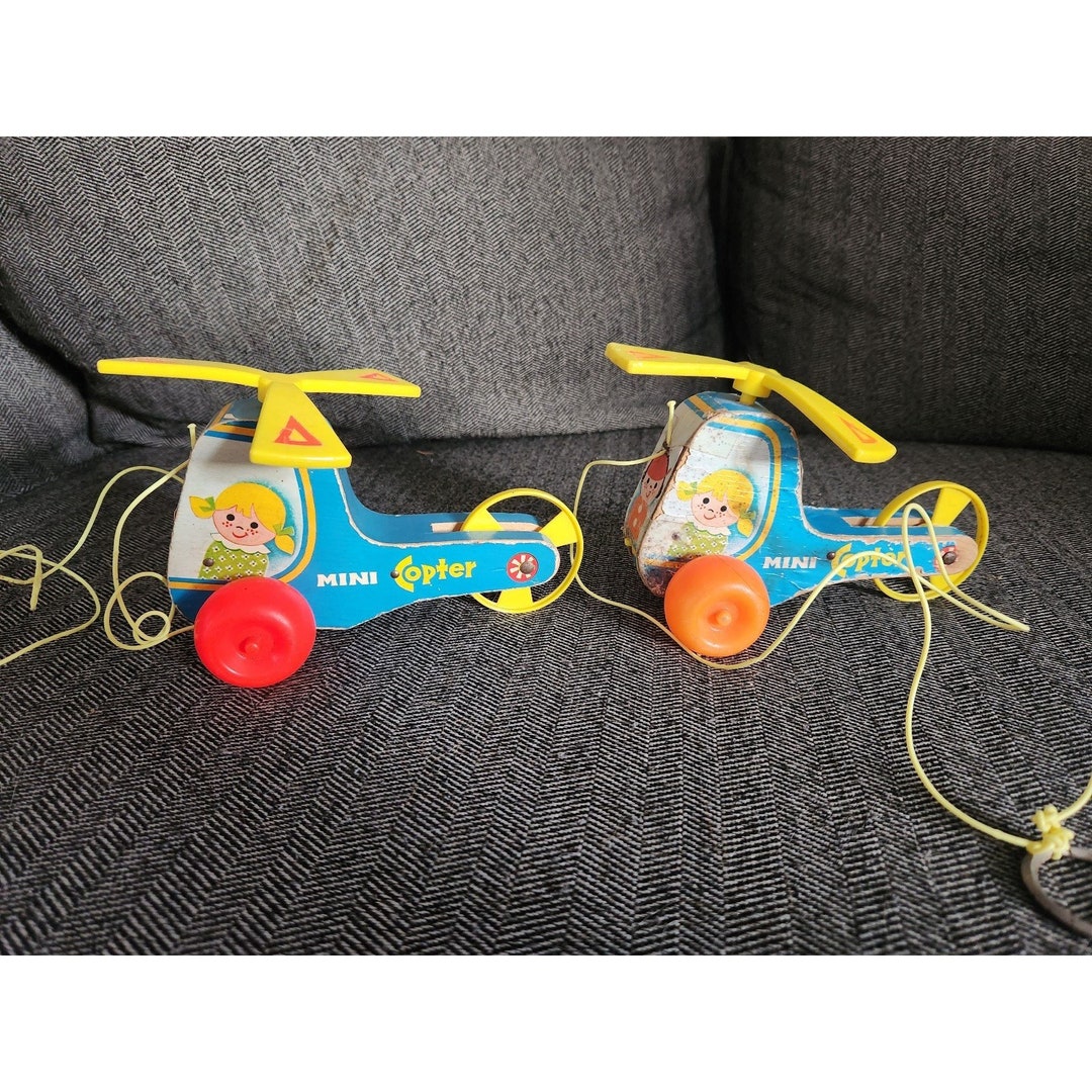 2-fisher Price 448 Mini Copter Vintage 1970 Pull Helicopter Toy - Etsy