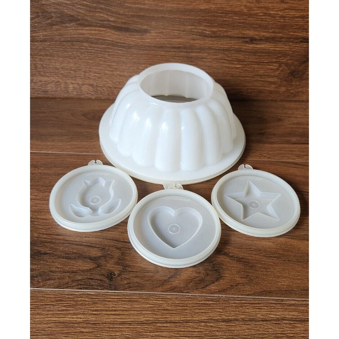 Vintage Tupperware 616 Jello Mold Set W/ 3 Patterns & Serving Plate ...