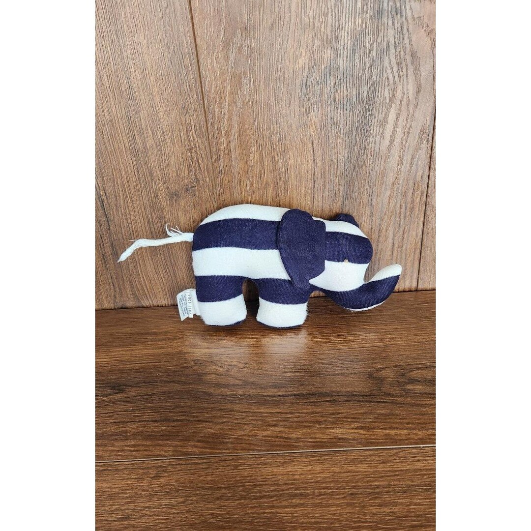 Under the Nile Blue White Striped Cotton Elephant 7" Stuffed Animal ...