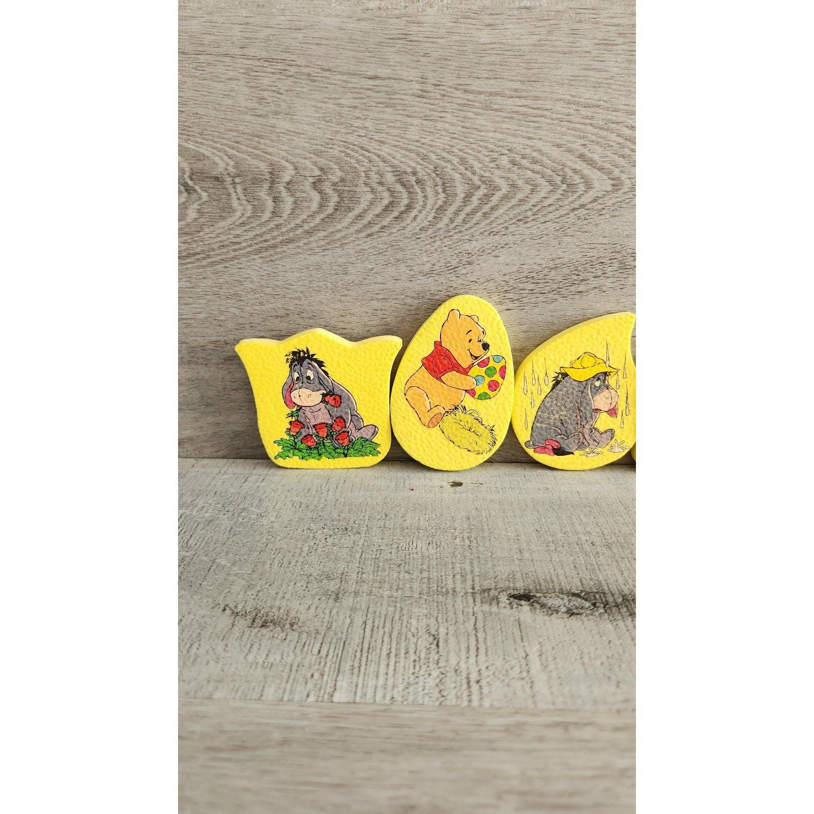 Vintage Winnie the Pooh Yellow Foam Block Bath Play Pieces Baby Toddler ...