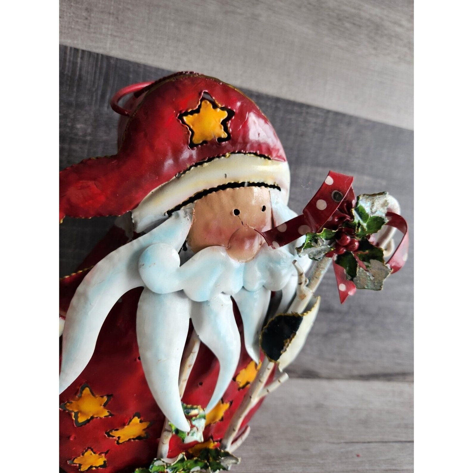 Vintage Metal Santa Clause Metal Christmas Tea Light Candle Holder ...