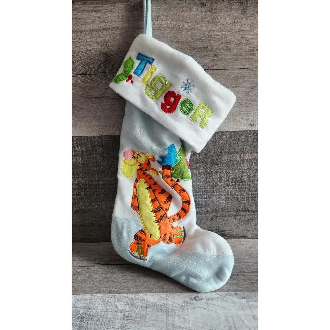 Disney Winnie the Pooh Tigger Blue Soft Plush Christmas Stocking ...