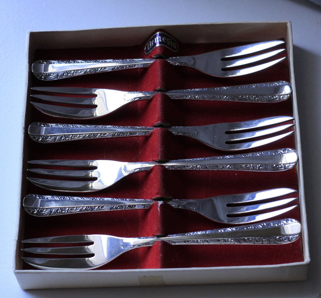 Vintage Boxed Set of 'rodd' Nemesia Silver Plated Cake Forks/afternoon ...