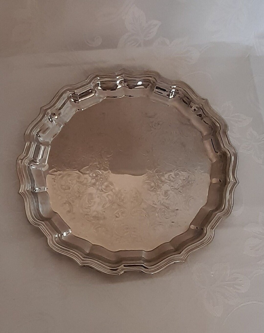 Vintage 'ranleigh' 31 Cm Silver Plated Round Scalloped Edge Serving ...