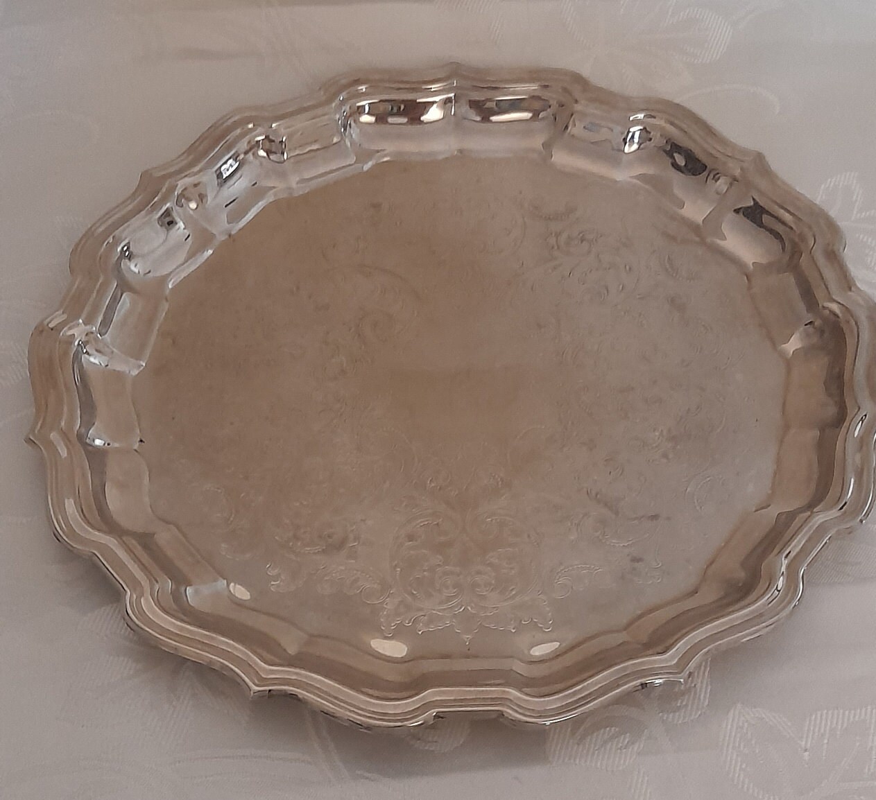 Vintage 'ranleigh' 31 Cm Silver Plated Round Scalloped - Etsy Australia
