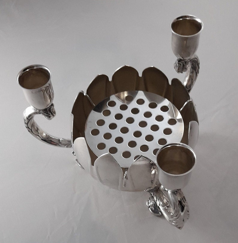 Viners Vintage Candle Holder and Lotus Rose Bowl. Silver Plated ...