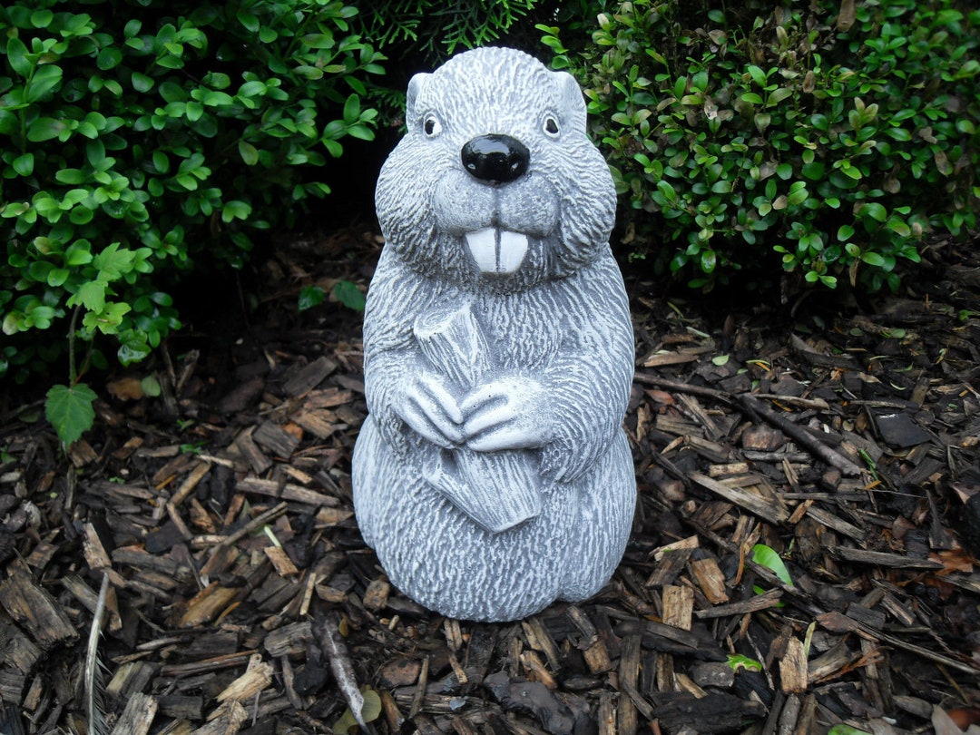 Stone Figure Beaver Frostproof Cast Stone Garden Decoration Rodent - Etsy