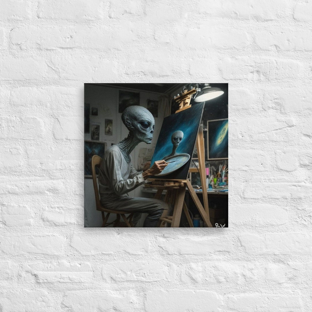 Alien Art, Halloween, Dark Academia Art, Thin Canvas, Goth Home Decor ...