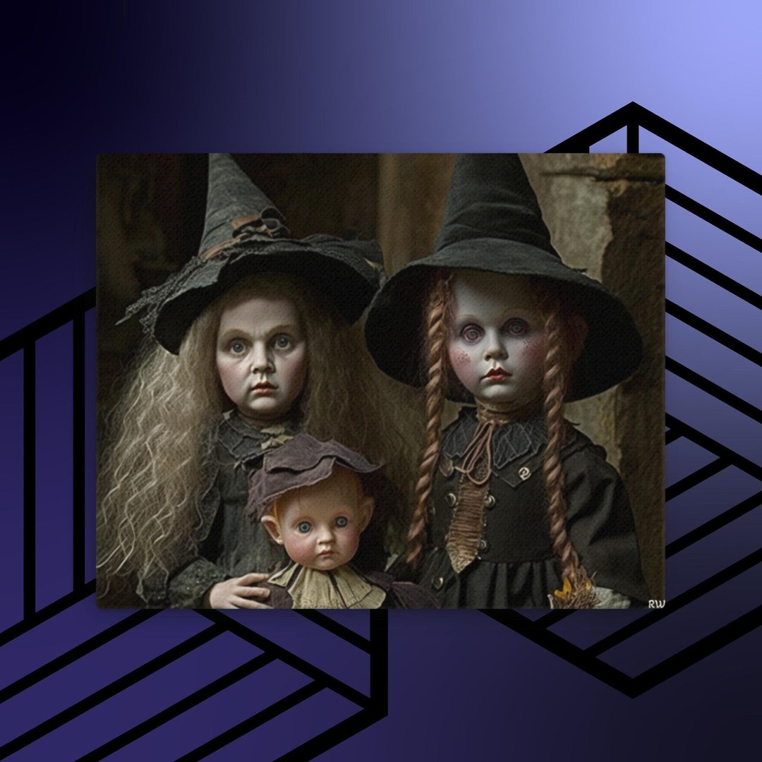 Surreal Witch Art Painting, Horror Gifts, Thin Canvas, Gothic ...