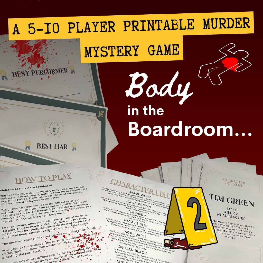 Murder Mystery Dinner Party Game, Body in the Boardroom (digital ...